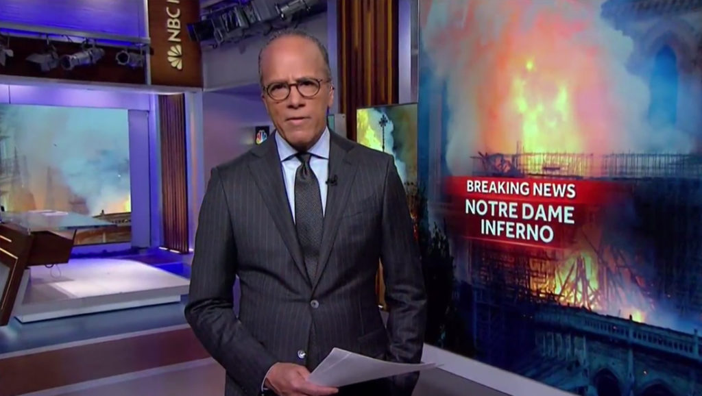 Networks lead with Notre Dame fire Monday night - NewscastStudio