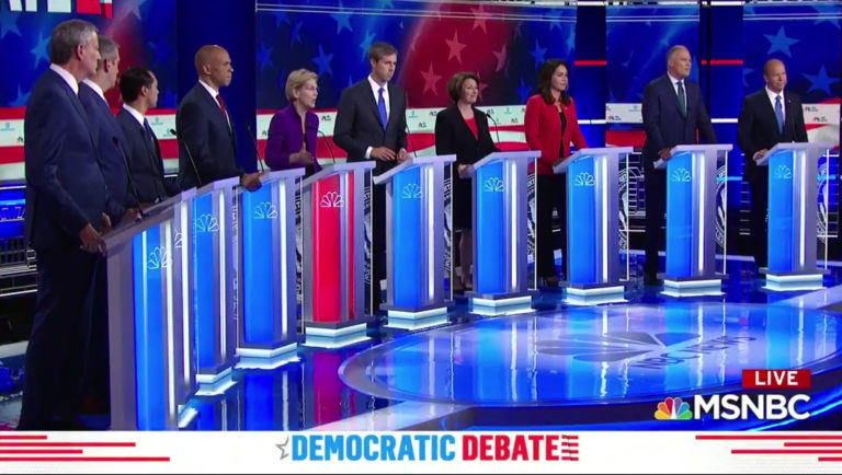 NBC's debate stage design creates outline of race's prize using LED ...