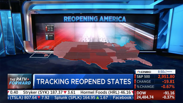 CNBC adds augmented reality map of reopening states - NewscastStudio