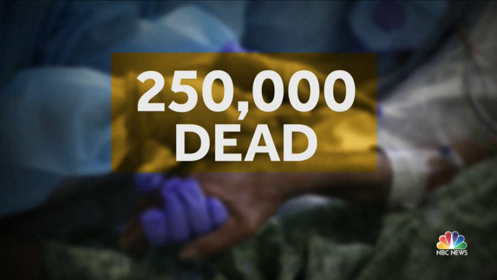 Conveying grim milestone: Networks illustrate staggering 250K ...