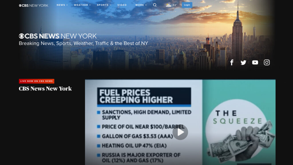 CBS's NYC station switches website design, gets new URL - NewscastStudio
