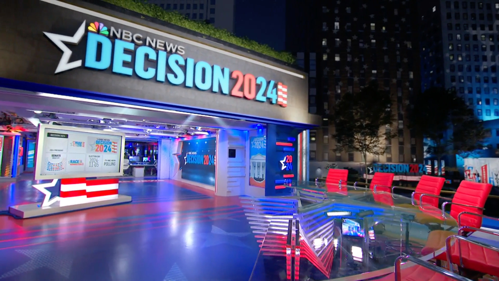 NBC News 2024 Election Headquarters Broadcast Set Design Gallery