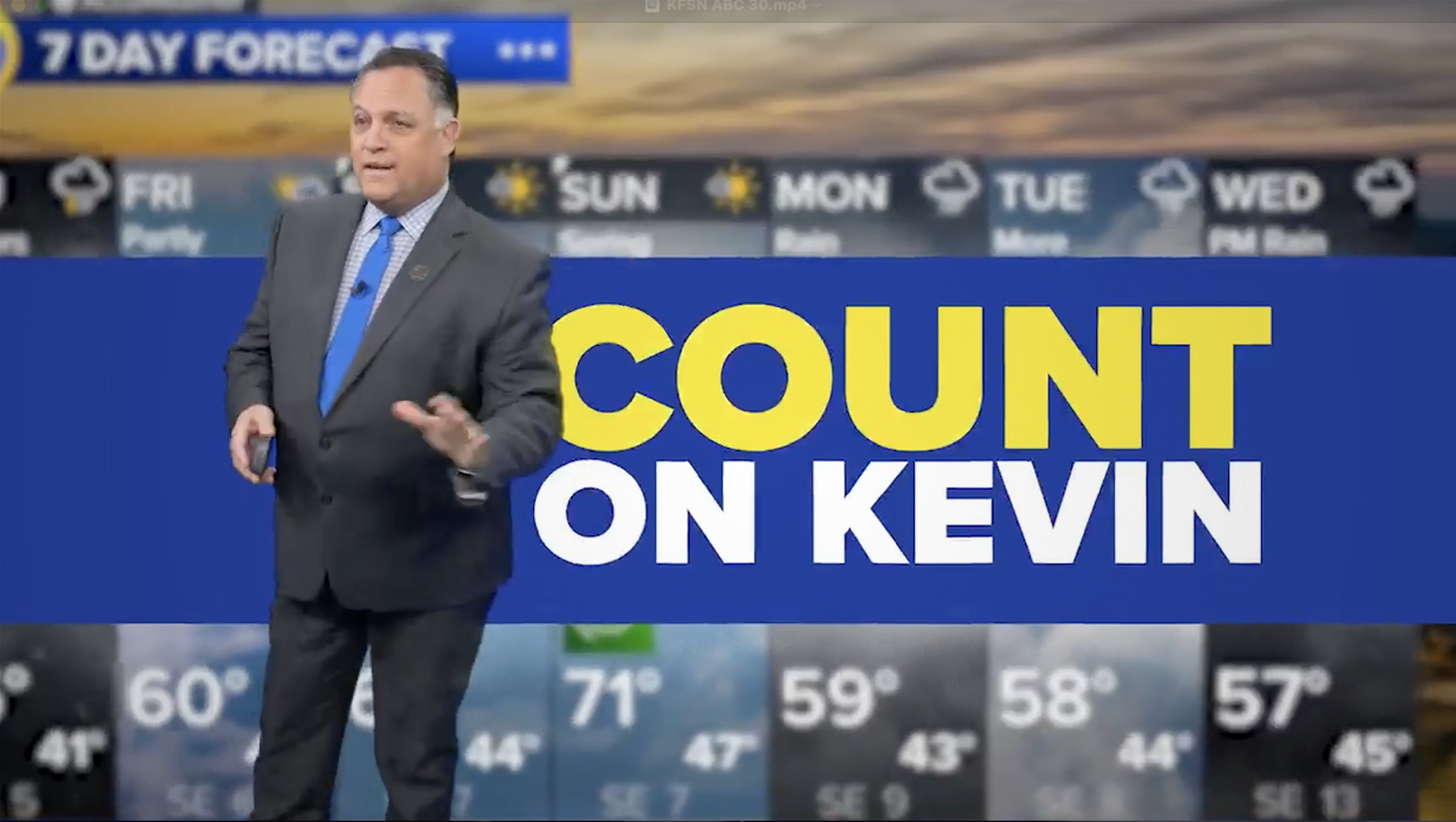 Fresno tells viewers to 'Count on Kevin' to help plan their weekends ...
